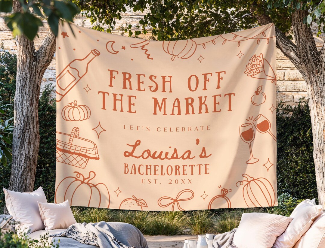 Fall Bachelorette Party Tapestry, Custom Farmers Market Bridal Shower ...