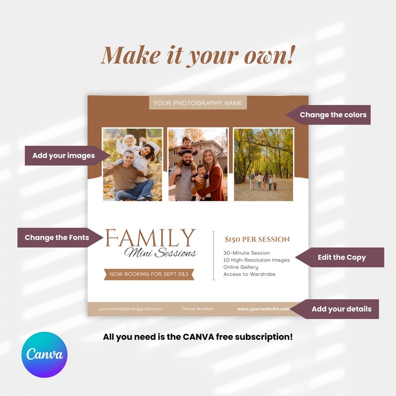 Family Mini Sessions Template for Family Portrait Shoot Social Media ...