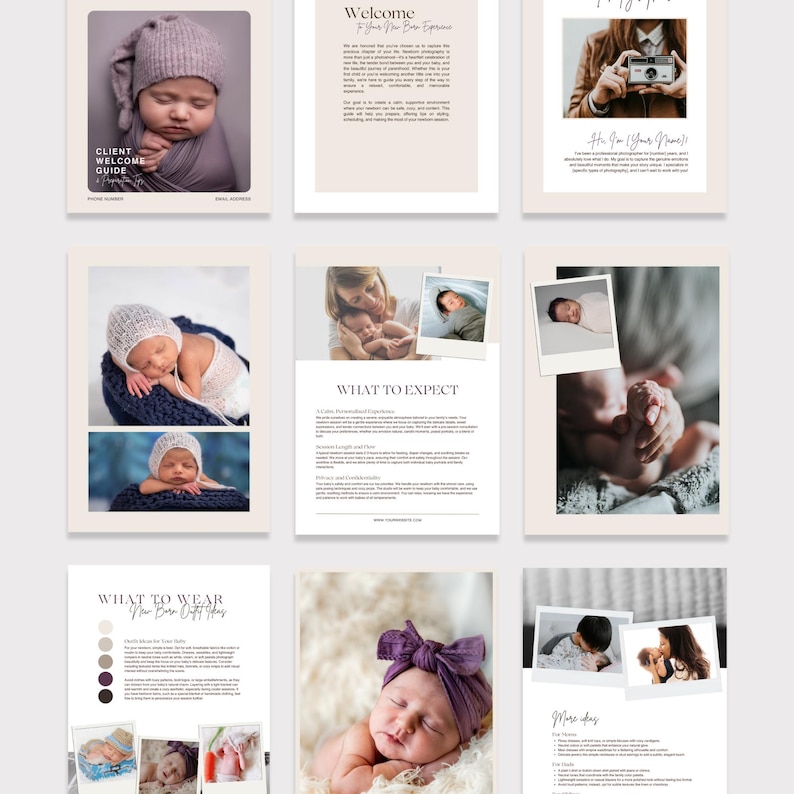 New Born Photography Welcome Guide Template Canva, Pre-written Baby ...