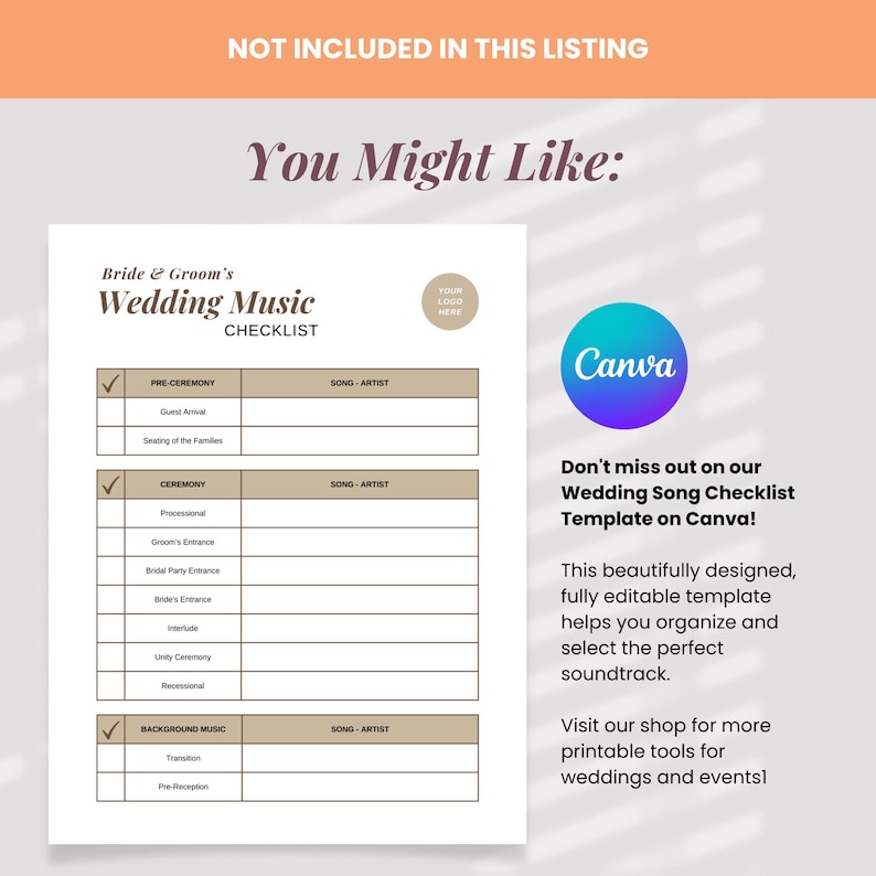 Wedding Song Request Card Template for Events DJ Business Essentials ...