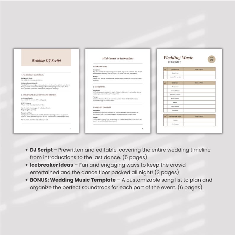 Wedding DJ Script Template Google Docs, Pre-written Wedding DJ Ceremony ...