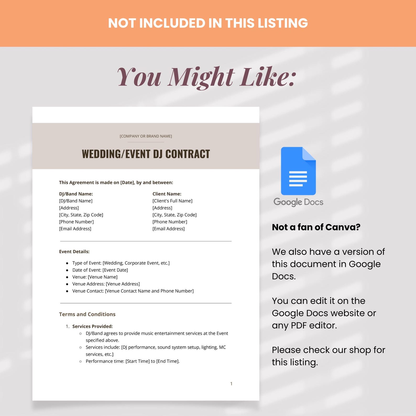 Wedding DJ Contract Template for Event DJ Contract Disc Jockey Service Agreement Editable ...