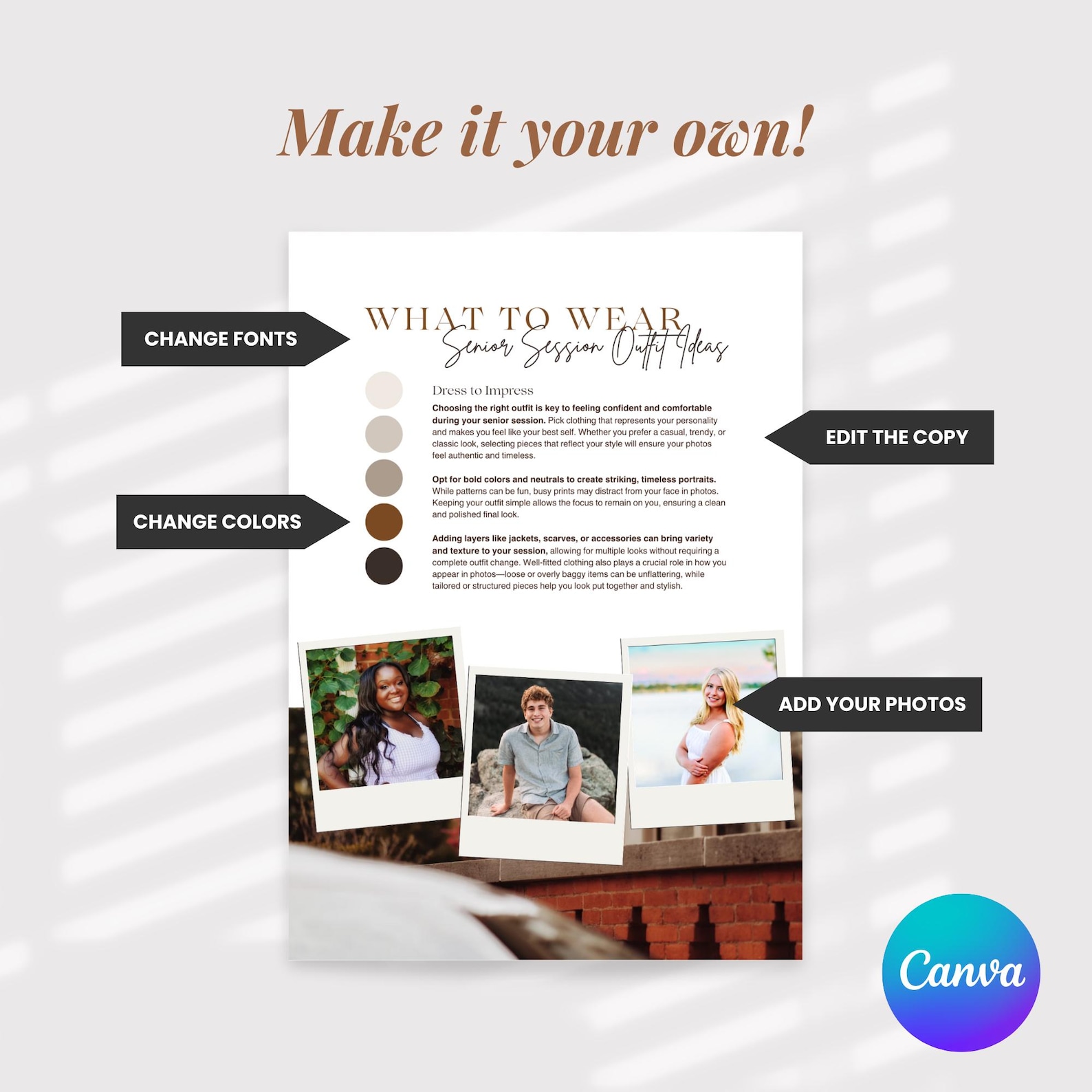 Senior Photography Welcome Guide Template Canva, Pre-written Graduation ...