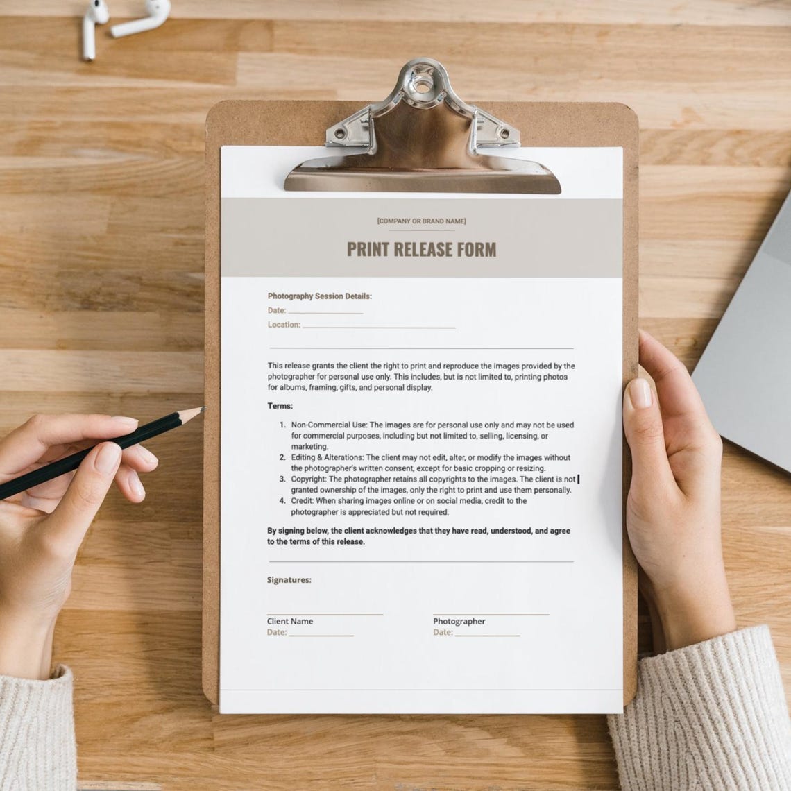 Print Release Form Template Google Docs Photography Contract Editable ...