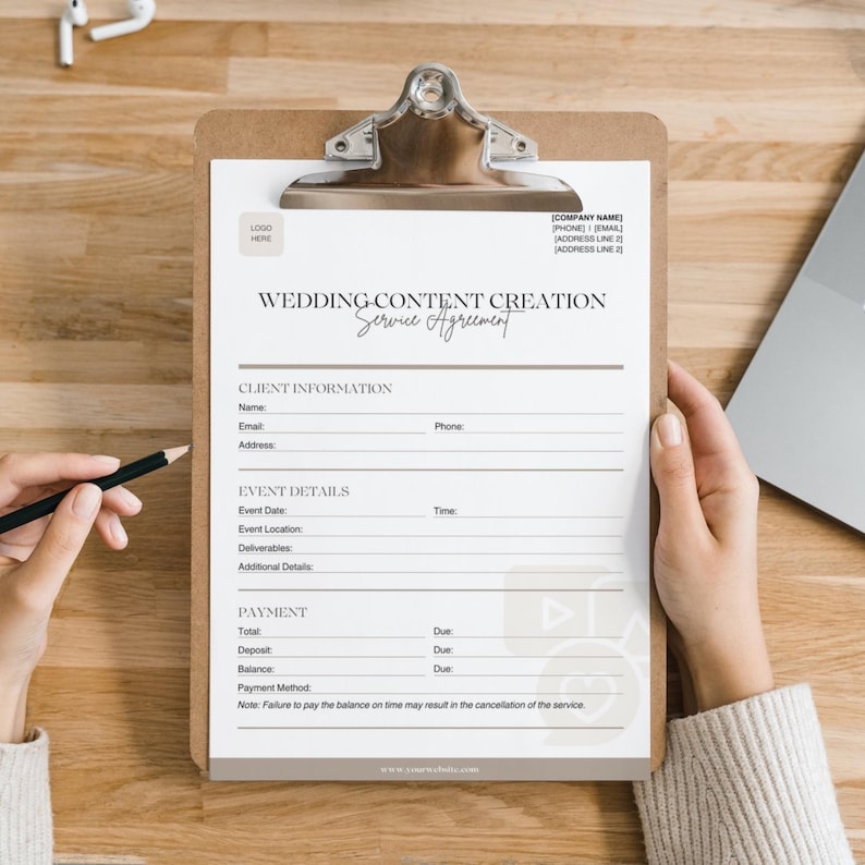 Wedding Content Creator Contract Template Canva, Wedding Content ...