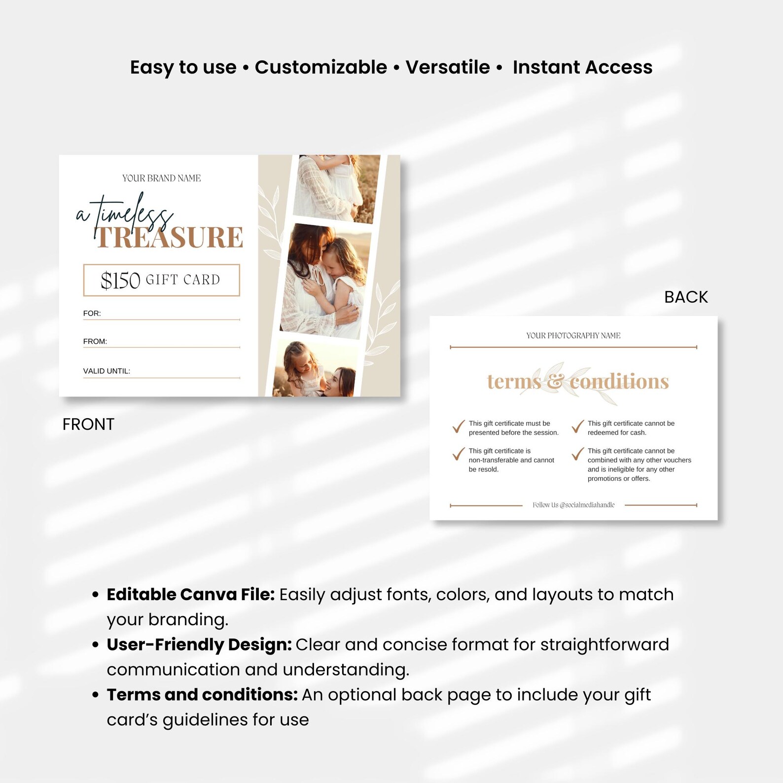 Photo Shoot Gift Certificate Template Canva, Mini Photo Session Gift ...