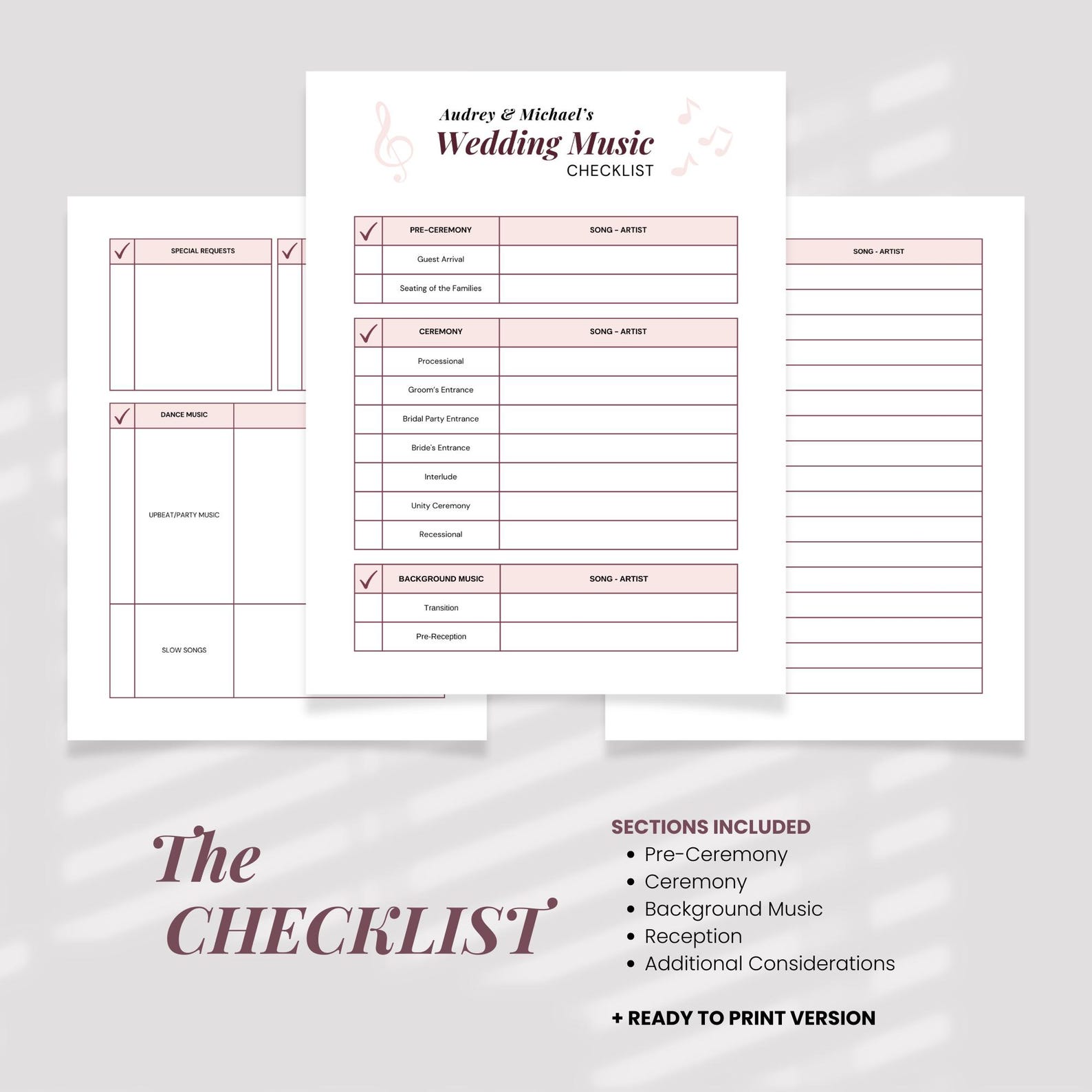 Wedding Music Checklist Template for Wedding Song List Canva Printable ...