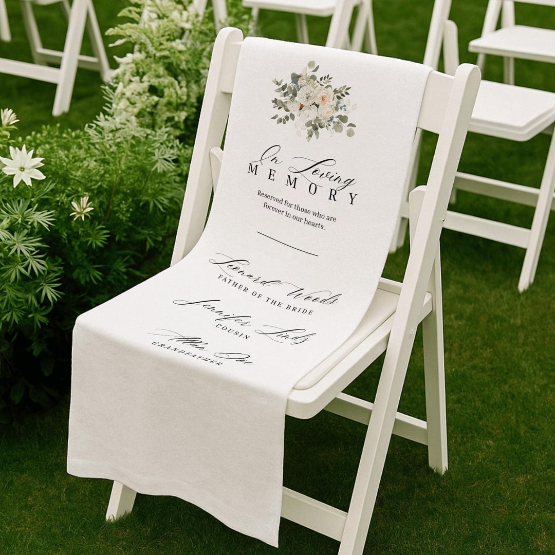 Floral Wedding Memorial Sign, Customizable Wedding Remembrance Chair ...