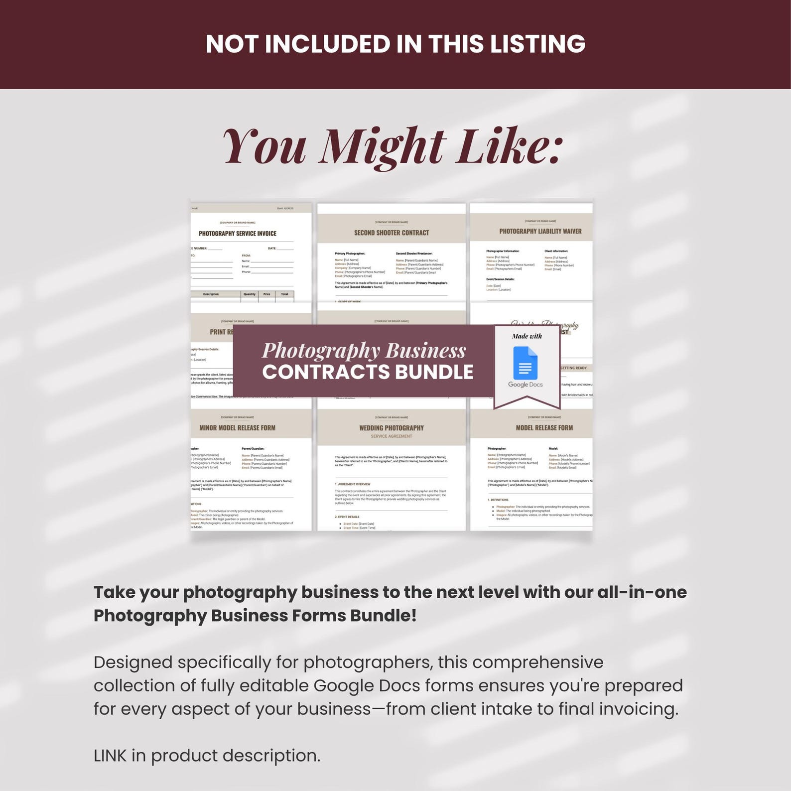 Photography Questionnaire Google Docs Template for Photographer Booking ...