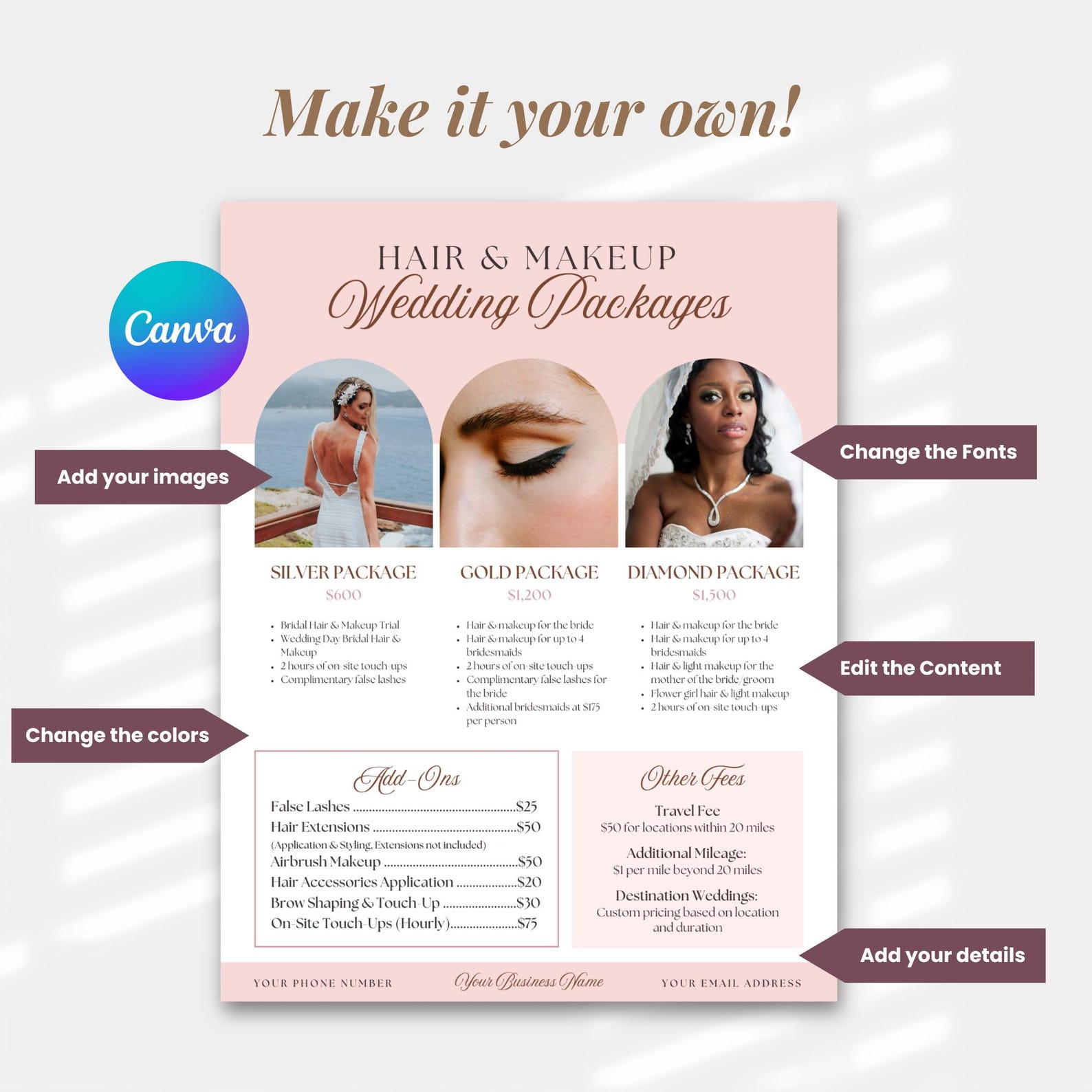 Bridal Hair and Makeup Package Price List Template for Wedding Hair ...