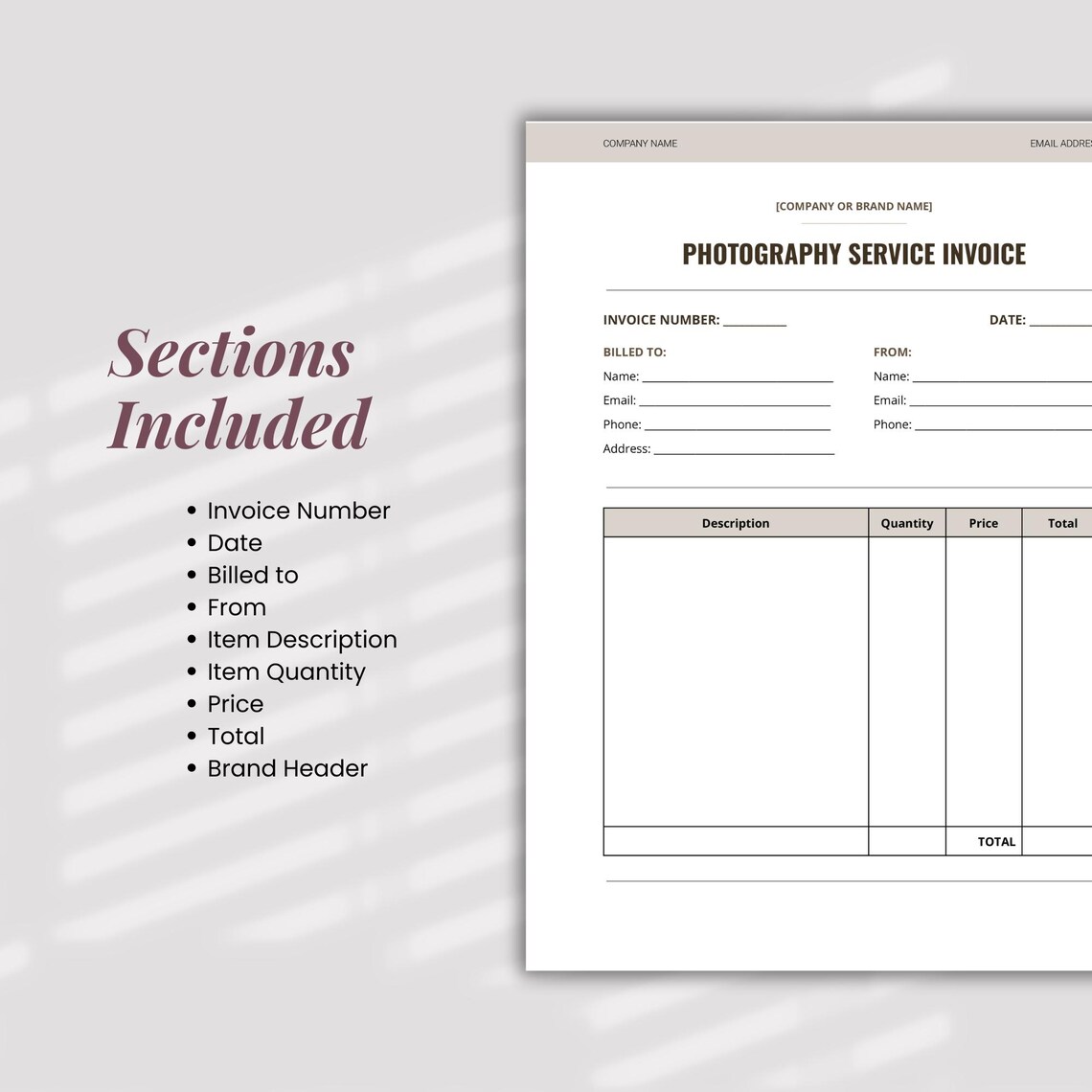 Photography Invoice Template Google Docs Editable Photographer Business ...