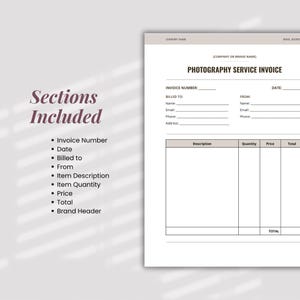 Photography Invoice Template Google Docs Editable Photographer Business ...
