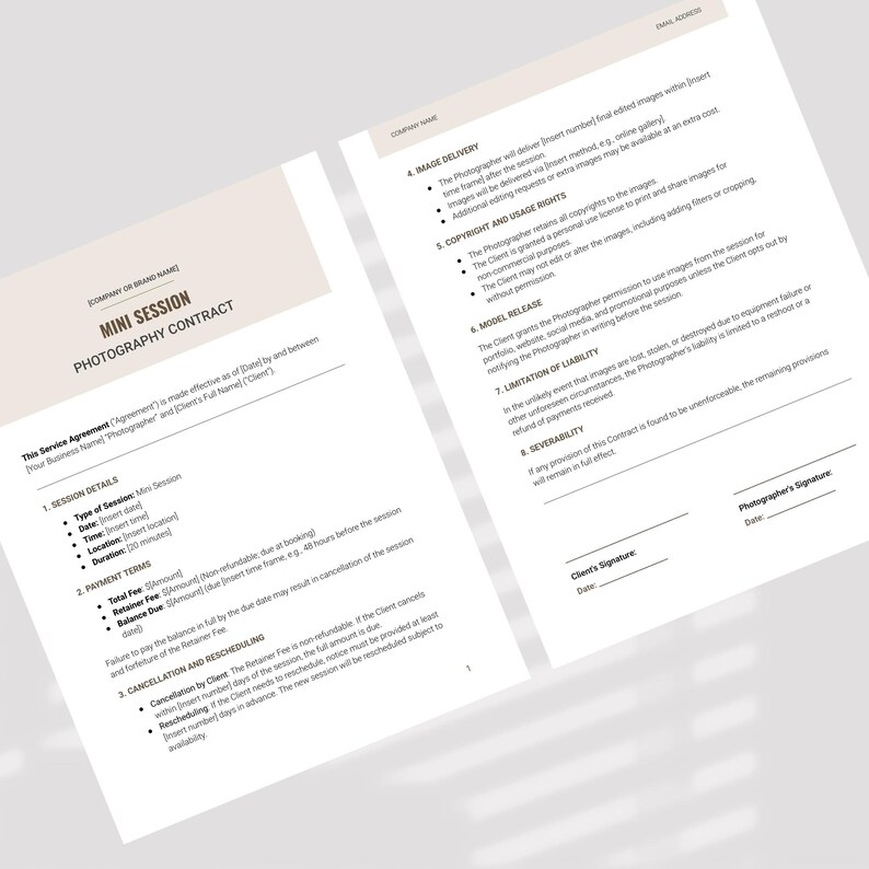 Mini Sessions Contract Template Google Docs Mini Sessions Photography ...