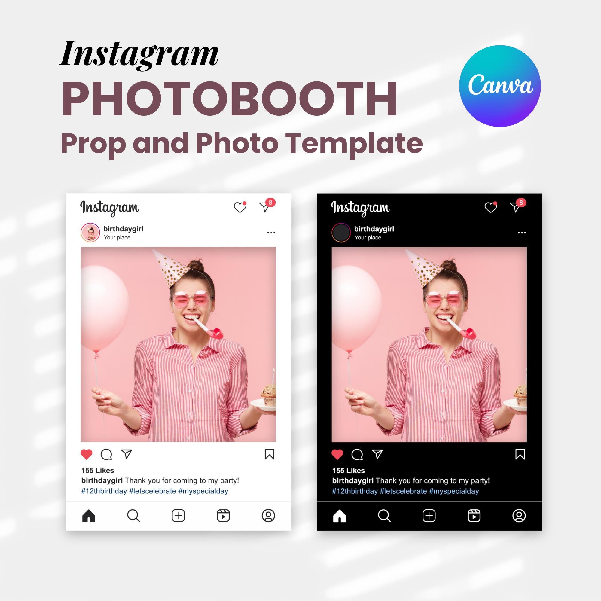 Instagram Photo Booth Prop Template, Instagram Photobooth Canva ...
