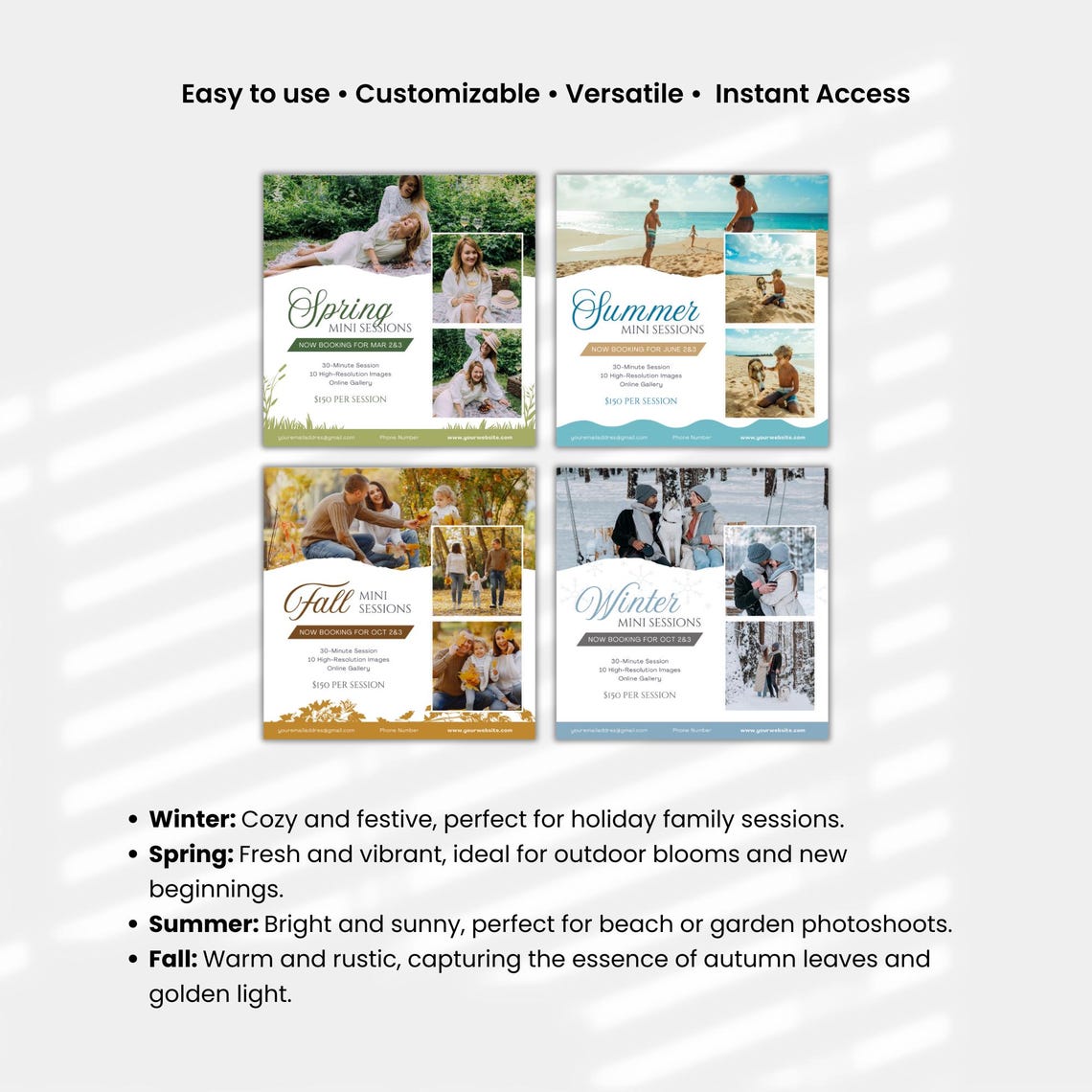 Family Mini Sessions Template Winter Spring Summer Fall Photography ...