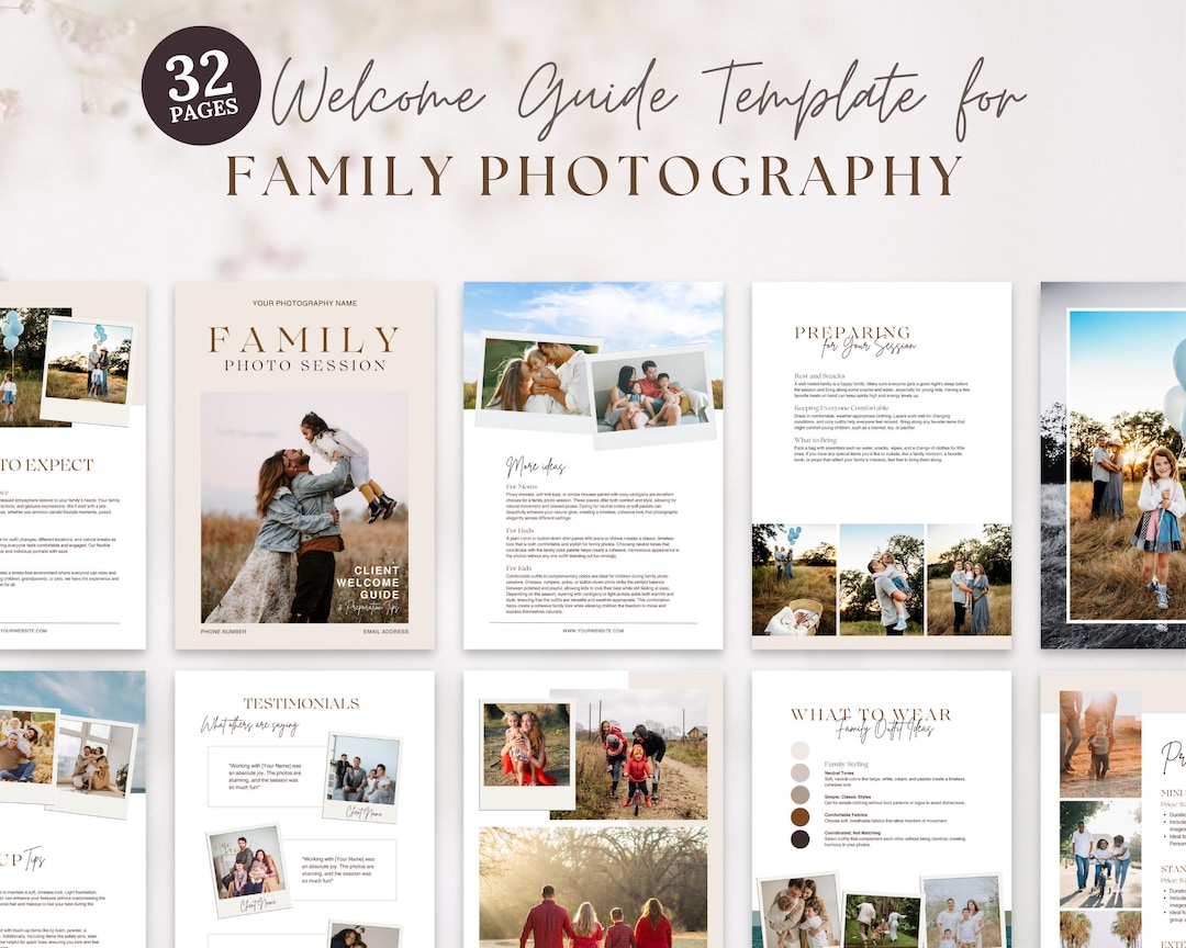 Family Photography Welcome Guide Template Canva, Pre-written Family ...