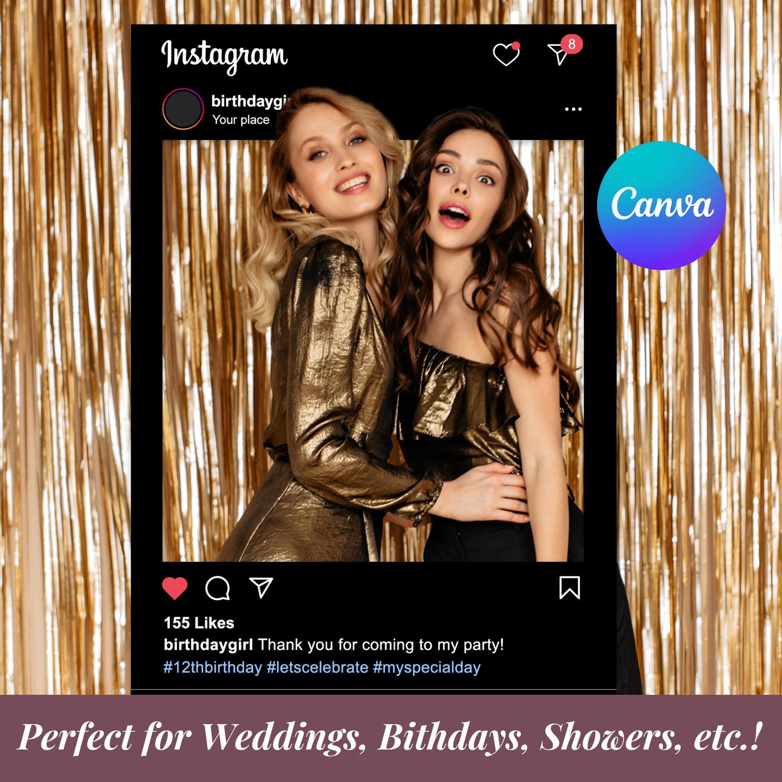 Instagram Photo Booth Prop Template, Instagram Photobooth Canva ...