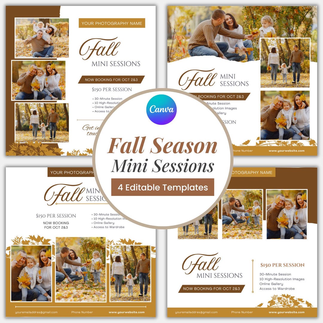 Autumn Mini Sessions Template, Family Portrait Shoot Post, Fall Outdoor ...