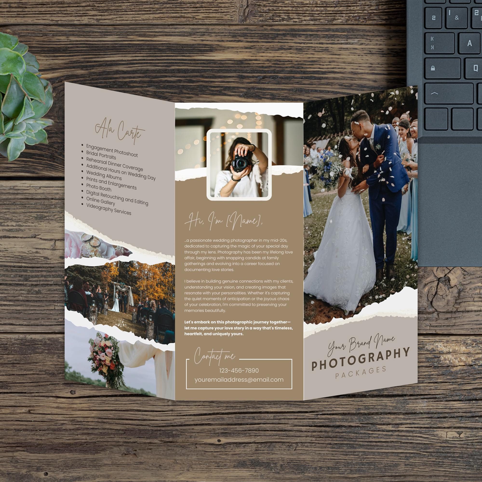 Photography Brochure Template for Wedding Photographer Pamphlet ...