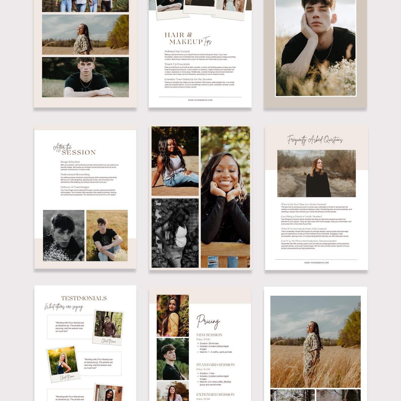 Senior Photography Welcome Guide Template Canva, Pre-written Graduation ...