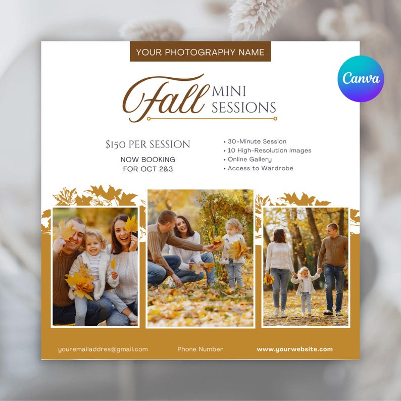 Family Fall Mini Sessions Template, Autumn Family Photoshoot Social ...