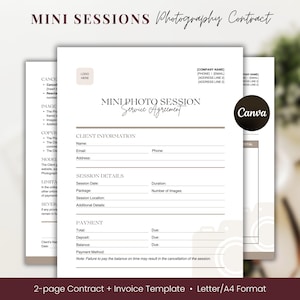 Mini Sessions Contract Template Canva Mini Sessions Photography Client ...