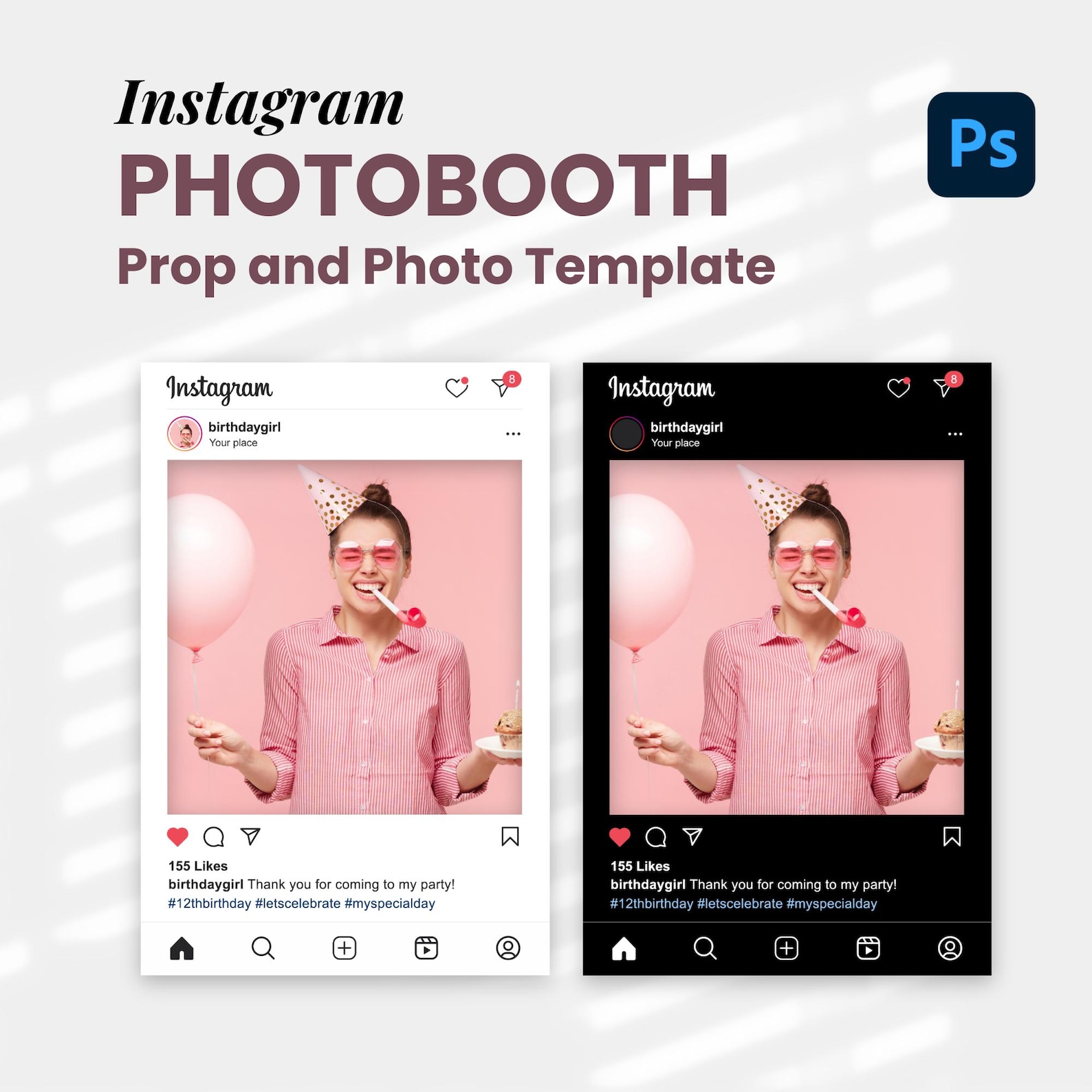 Instagram Photobooth Prop Template, Instagram Photo Booth Photoshop ...