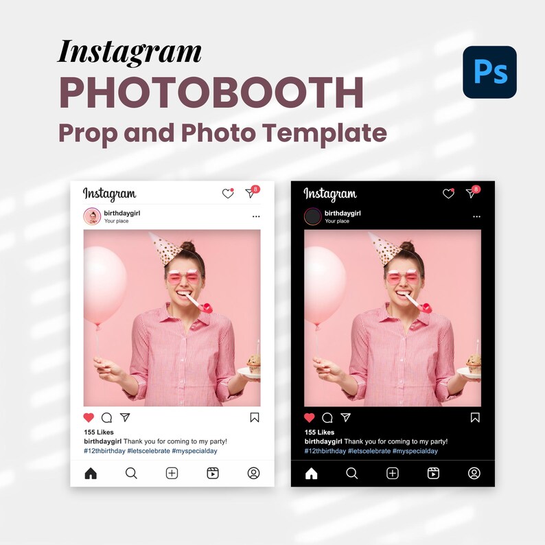 Instagram Photobooth Prop Template, Instagram Photo Booth Photoshop ...