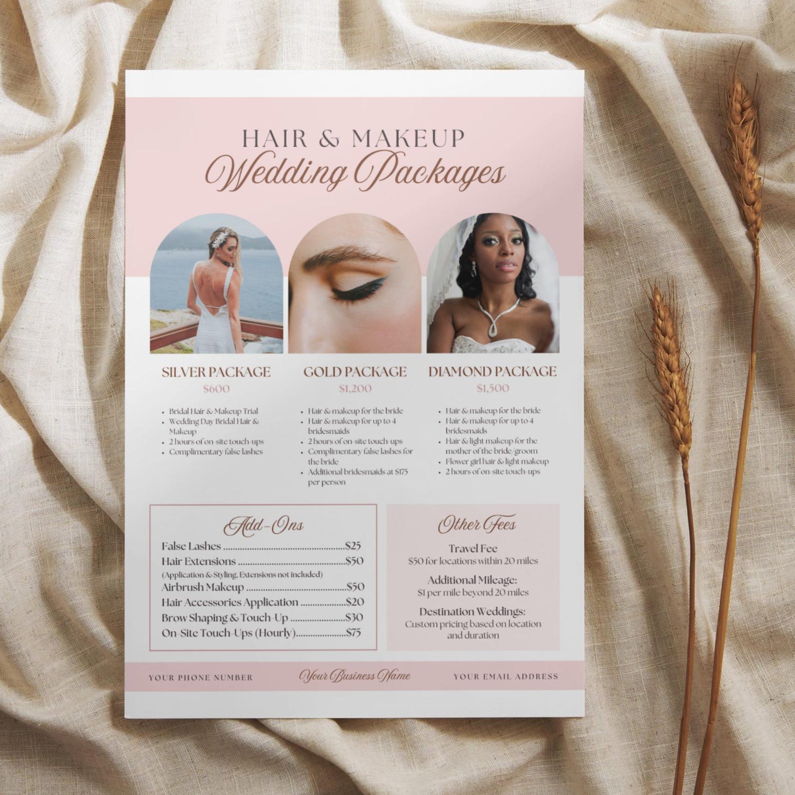 Bridal Hair and Makeup Package Price List Template for Wedding Hair ...