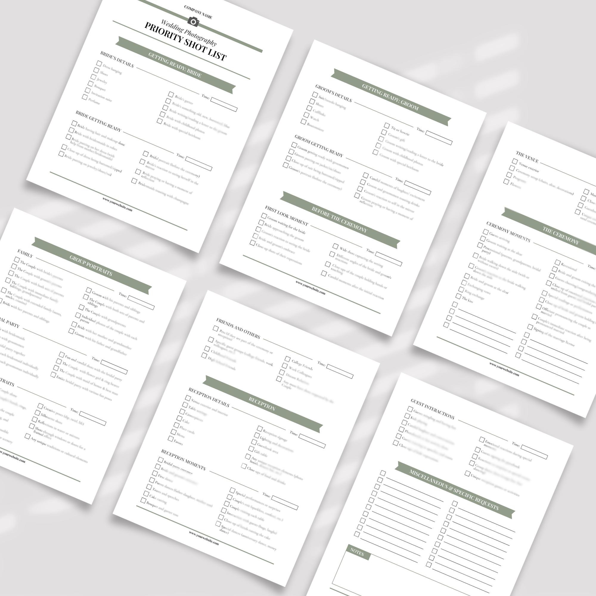 Wedding Photography Shot List for Event Photographer and Videographer ...