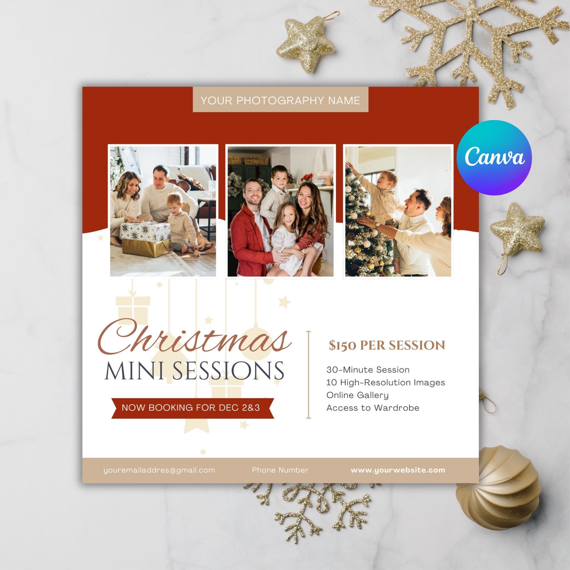Christmas Mini Sessions Template Canva Minis Template for Winter Family ...