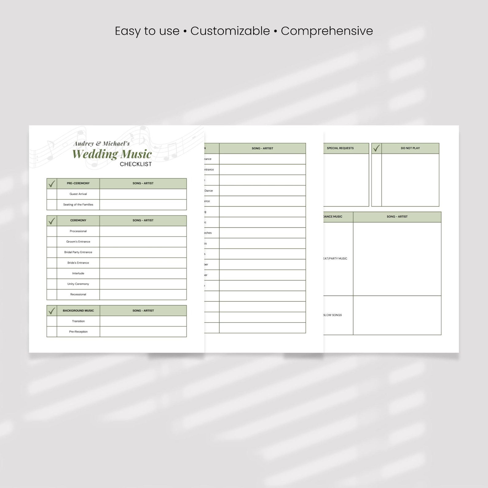 Wedding Music Checklist Template for Wedding Song List Canva Printable ...