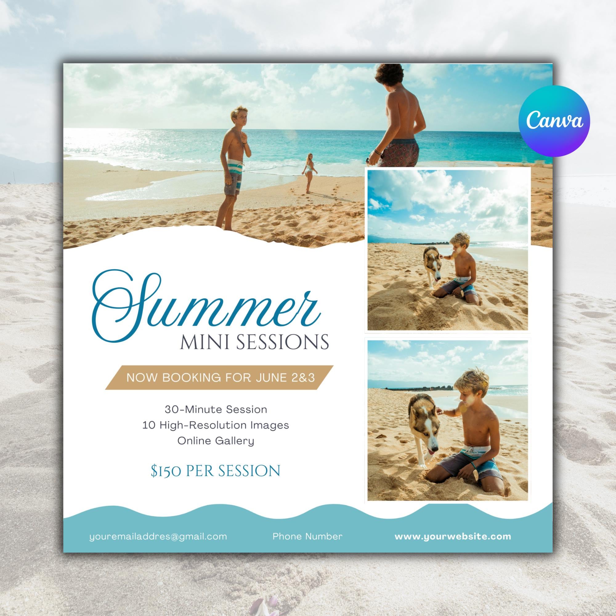 Family Summer Mini Sessions Template, Beach Family Photoshoot Social ...