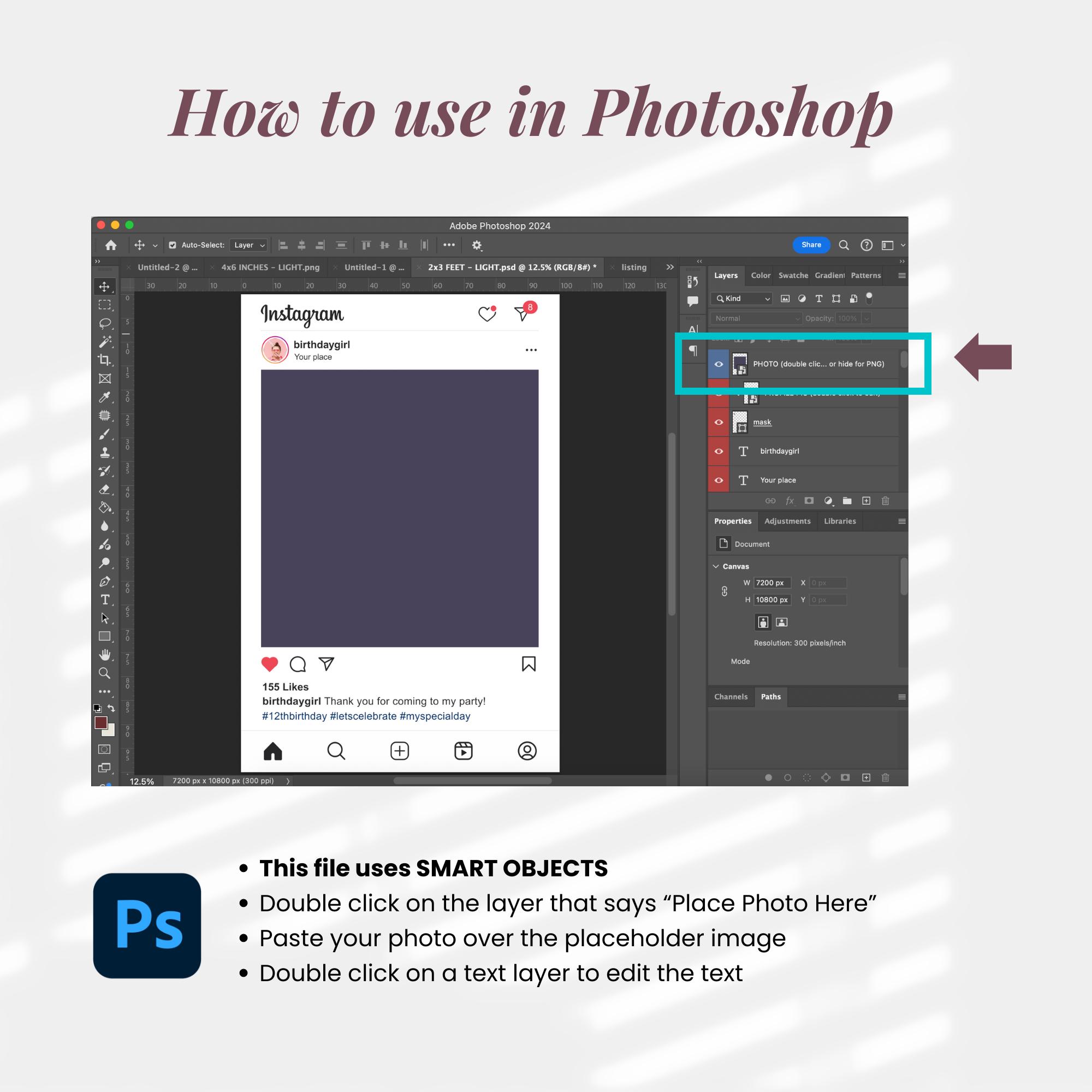 Instagram Photobooth Prop Template, Instagram Photo Booth Photoshop ...