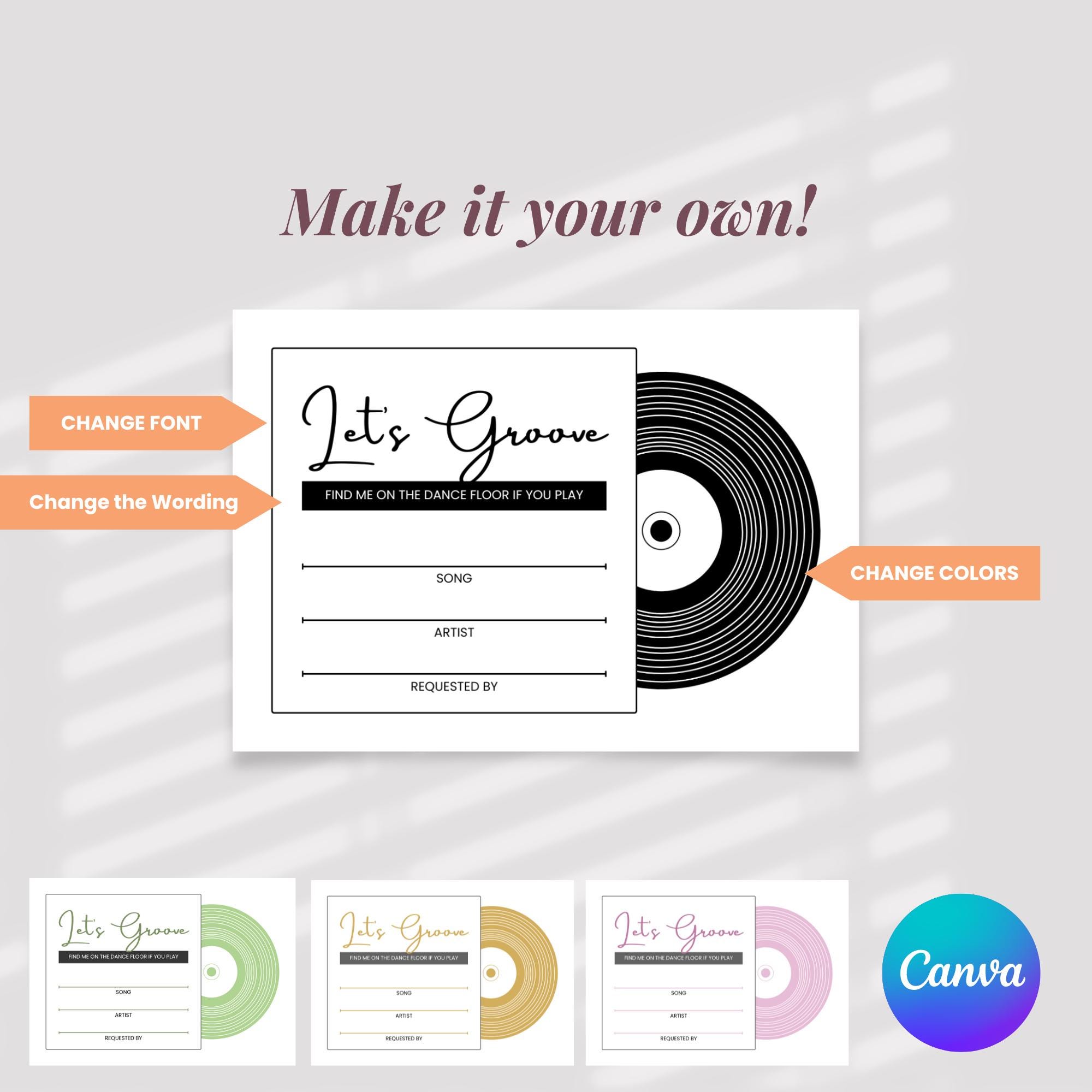 Wedding Song Request Card Template for Events DJ Business Essentials ...