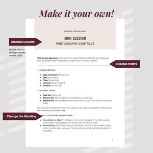 Mini Sessions Contract Template Google Docs Mini Sessions Photography ...