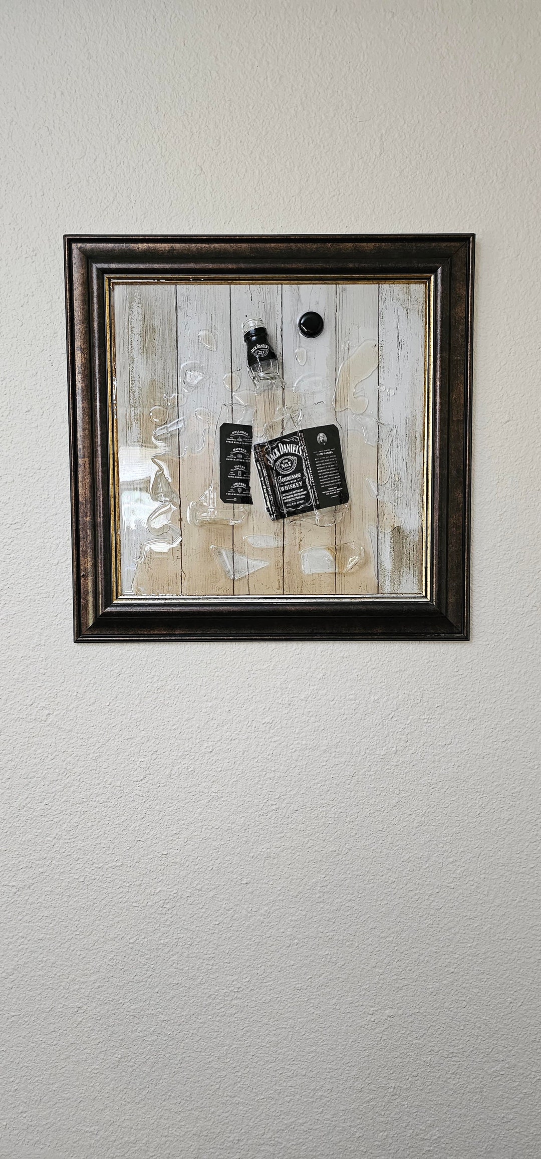 Jack Daniels Smashed Bottle in Vintage Frame - Etsy