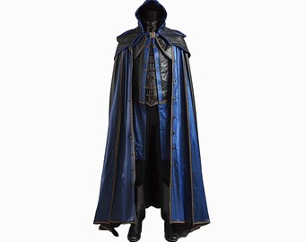 Men's Black and Red Medieval Cloak Handmade Gothic Cosplay Cloak ...