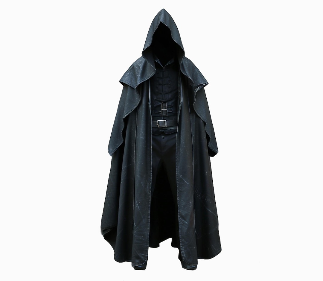 Genuine Leather Men's Medieval Cloak Handmade Black Leather Cloak ...