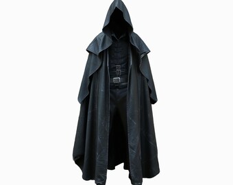 Men's Black and Red Medieval Cloak Handmade Gothic Cosplay Cloak ...