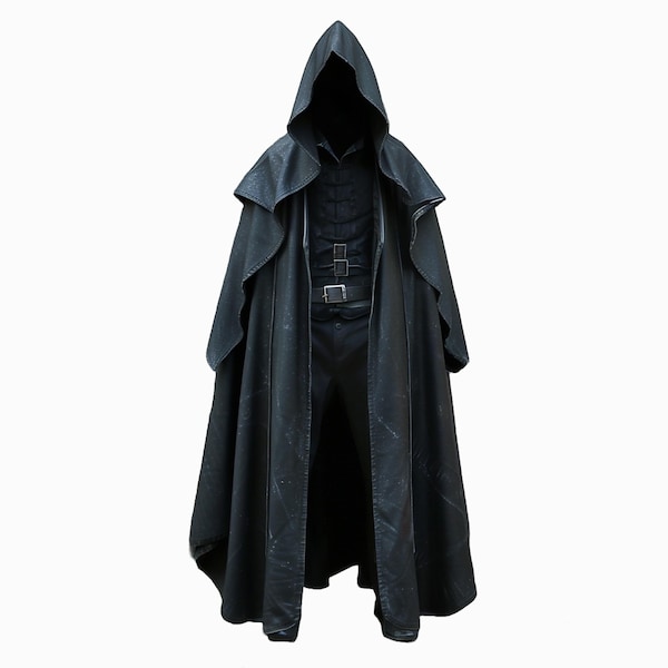 Handmade Leather Black Cloak - Etsy