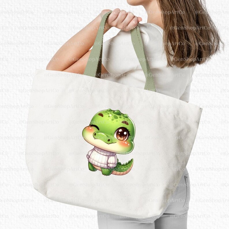 Watercolor Baby Crocodile Clipart Bundle, Kawaii Animal PNG (digital ...