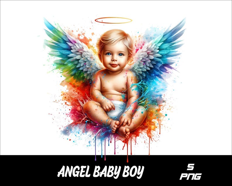 5 PNG Angel Baby Boy Png Angel Boy Splash and Watercolor Png Baby Boy Transparent PNG File for ...