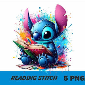 5 PNG Stitch Reading Png Stitch Splash and Watercolor Png Stitch ...