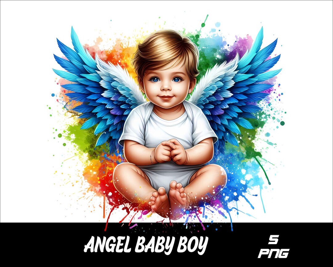 5 PNG Angel Baby Boy Png Angel Boy Splash and Watercolor Png Baby Boy Transparent PNG File for ...