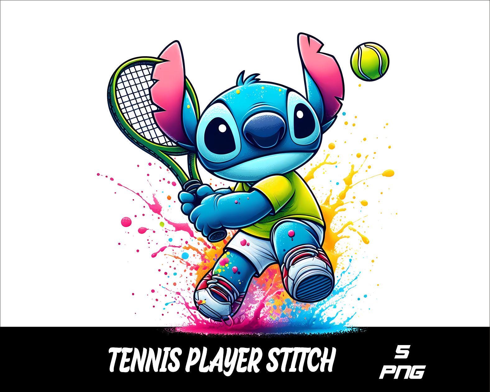 5 PNG Tennis Player Stitch Png Stitch Splash and Watercolor Png Stitch ...