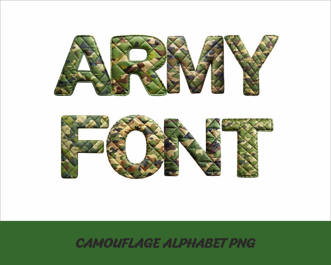 Army Alphabet Png Font Military Letters Png Camouflage Font Army ...