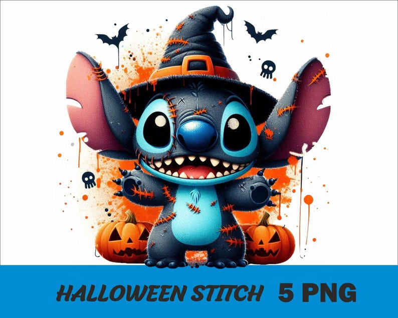 5 PNG Halloween Stitch Png Stitch Splash and Watercolor Png Stitch ...