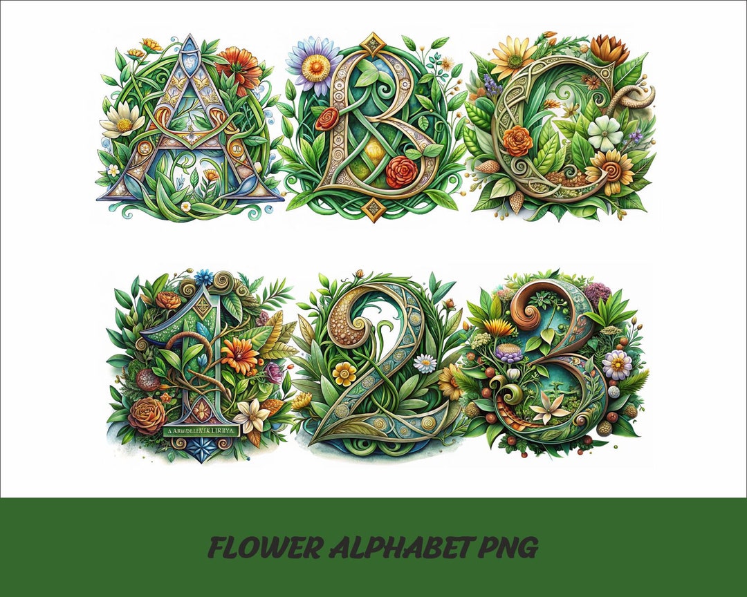Celcit Alphabet Png Font Roman Letters Png Medieval Font Floral ...