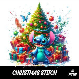 5 PNG Christmas Stitch Png Stitch Splash and Watercolor Png Christmas ...